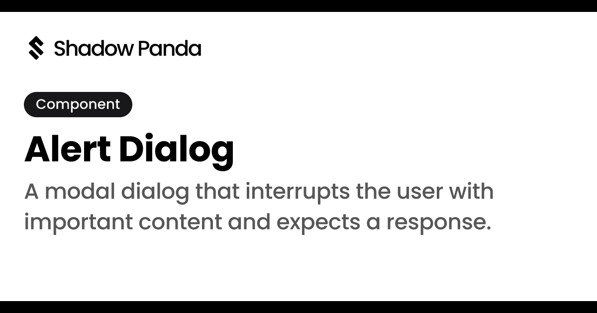 Alert Dialog | Shadow Panda