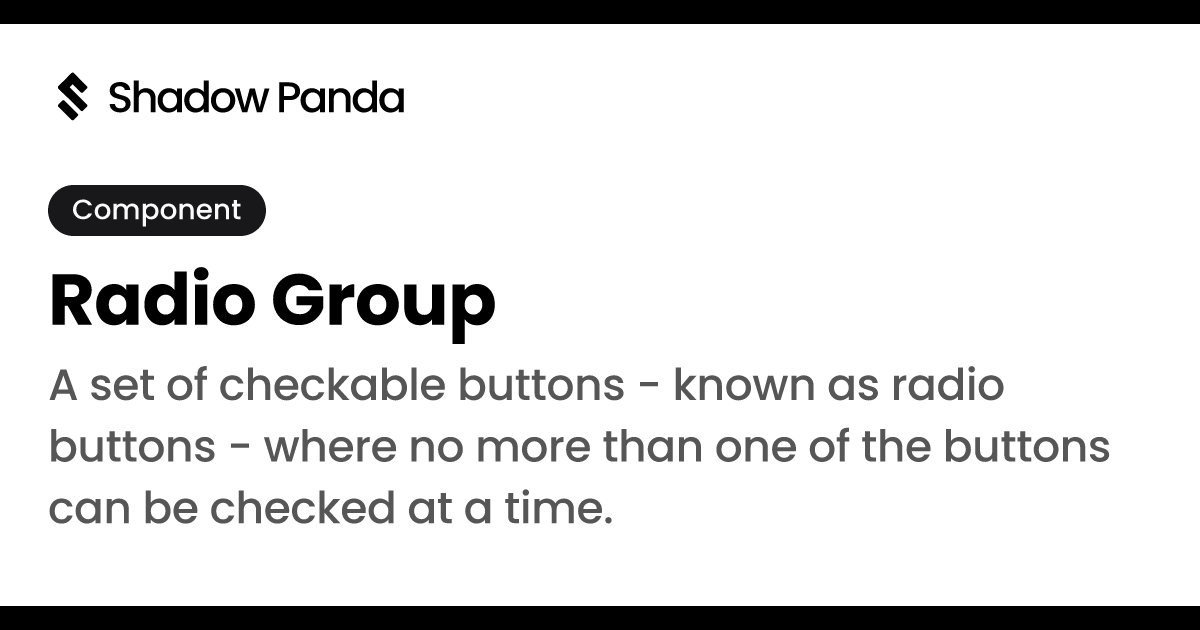 Radio Group | Shadow Panda
